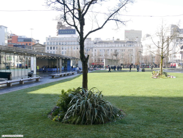 Manchester Central Library and Piccadilly Gardens in 1949 and 2018